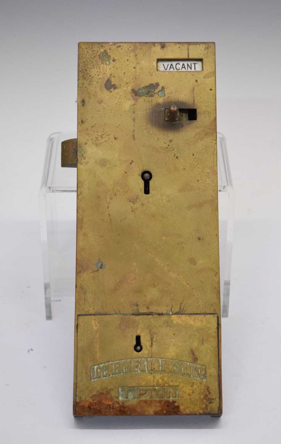 Lot 244 - Victorian brass penny slot toilet lock by