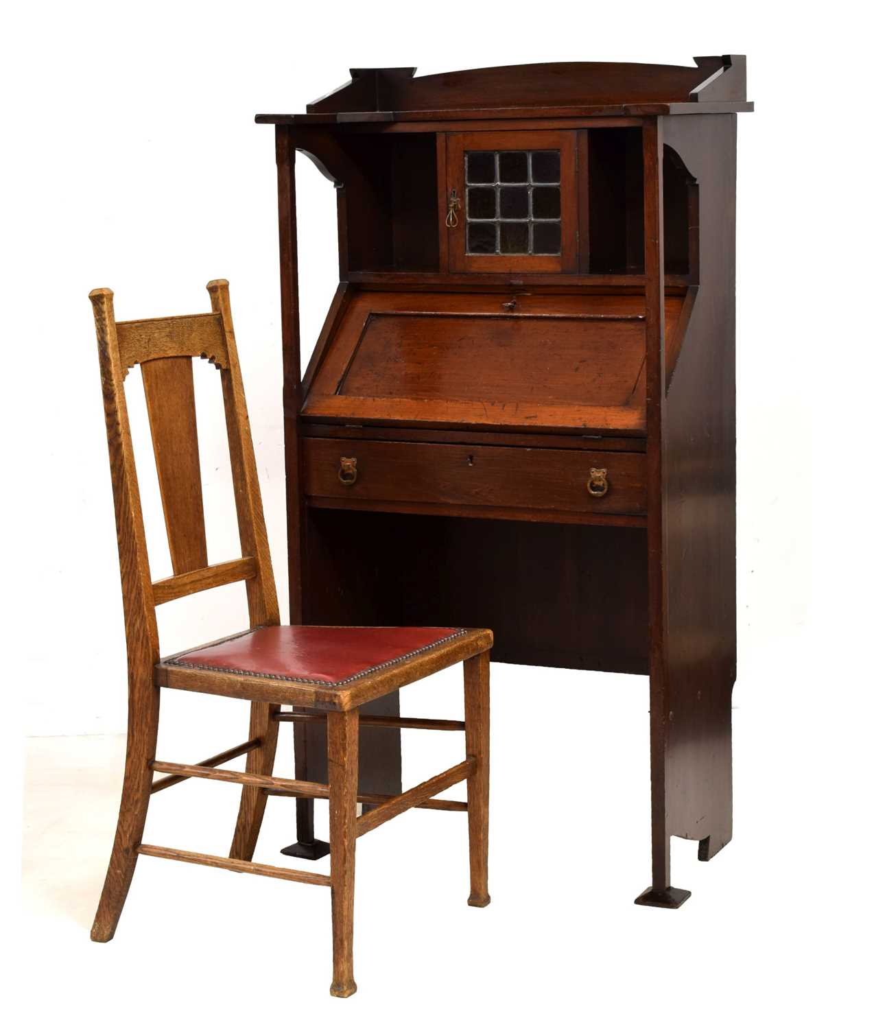 Lot 467 - Arts and Crafts mahogany bureau by Goodyer