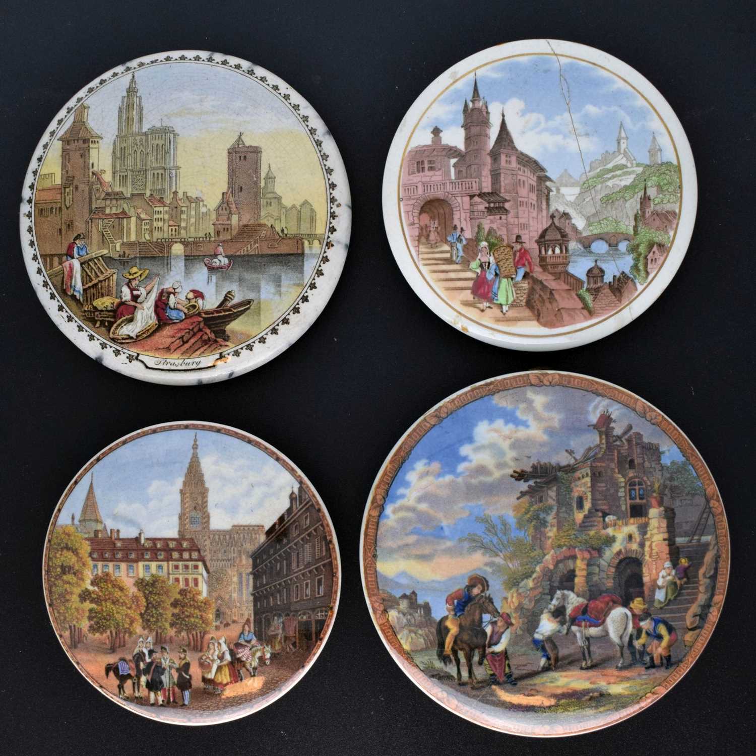 Lot 480 - Four 19th century Pratt ware pot lids