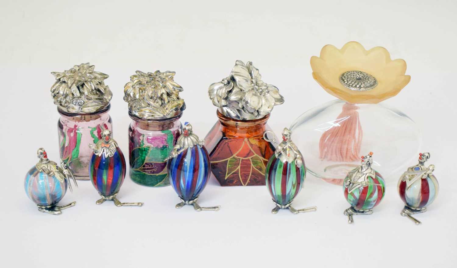 Lot 297 - Six Italian white metal and Murano glass