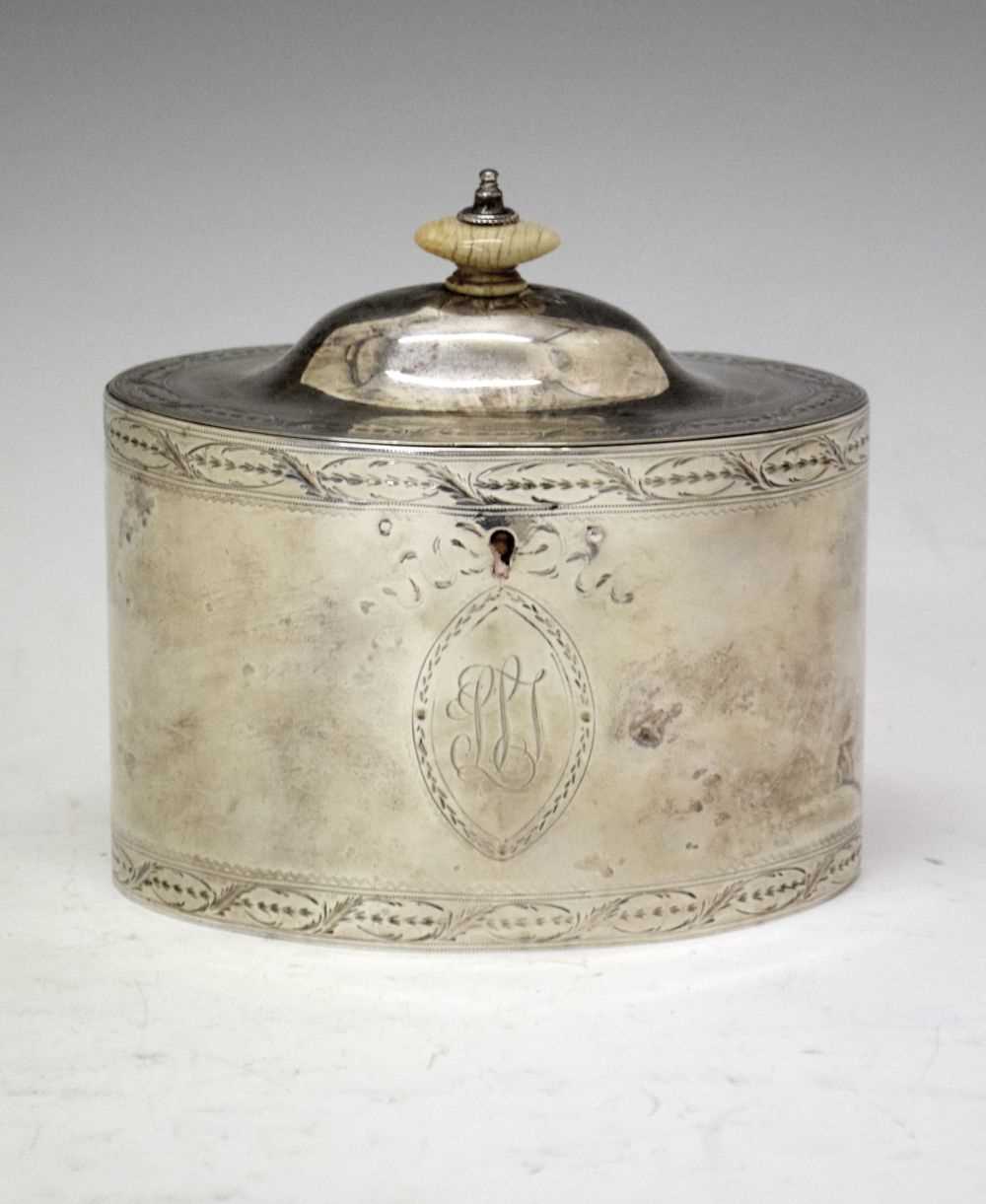 Lot 90 - George III oval silver tea caddy with
